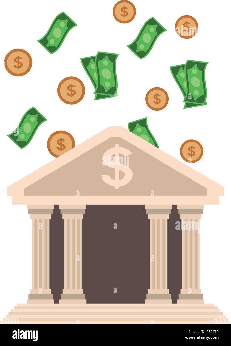 Money falling to bank building Stock Vector Image & Art - Alamy