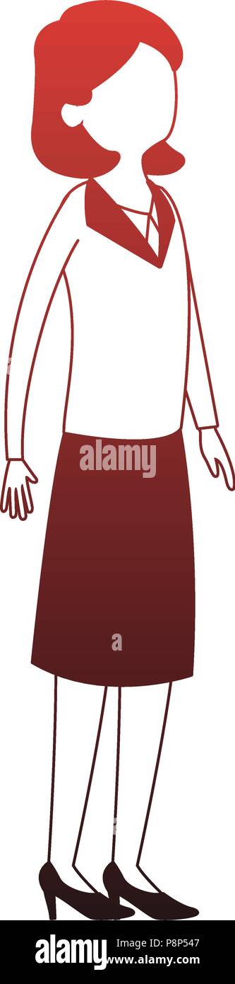 Executive business woman cartoon faceless red lines Stock Vector Image ...