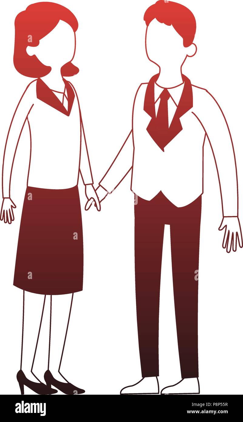 Cute and elegant couple faceless red lines Stock Vector Image & Art - Alamy