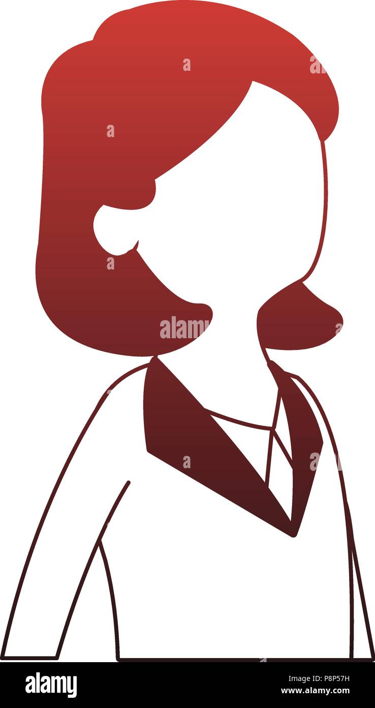 Executive business woman cartoon faceless red lines Stock Vector Image ...