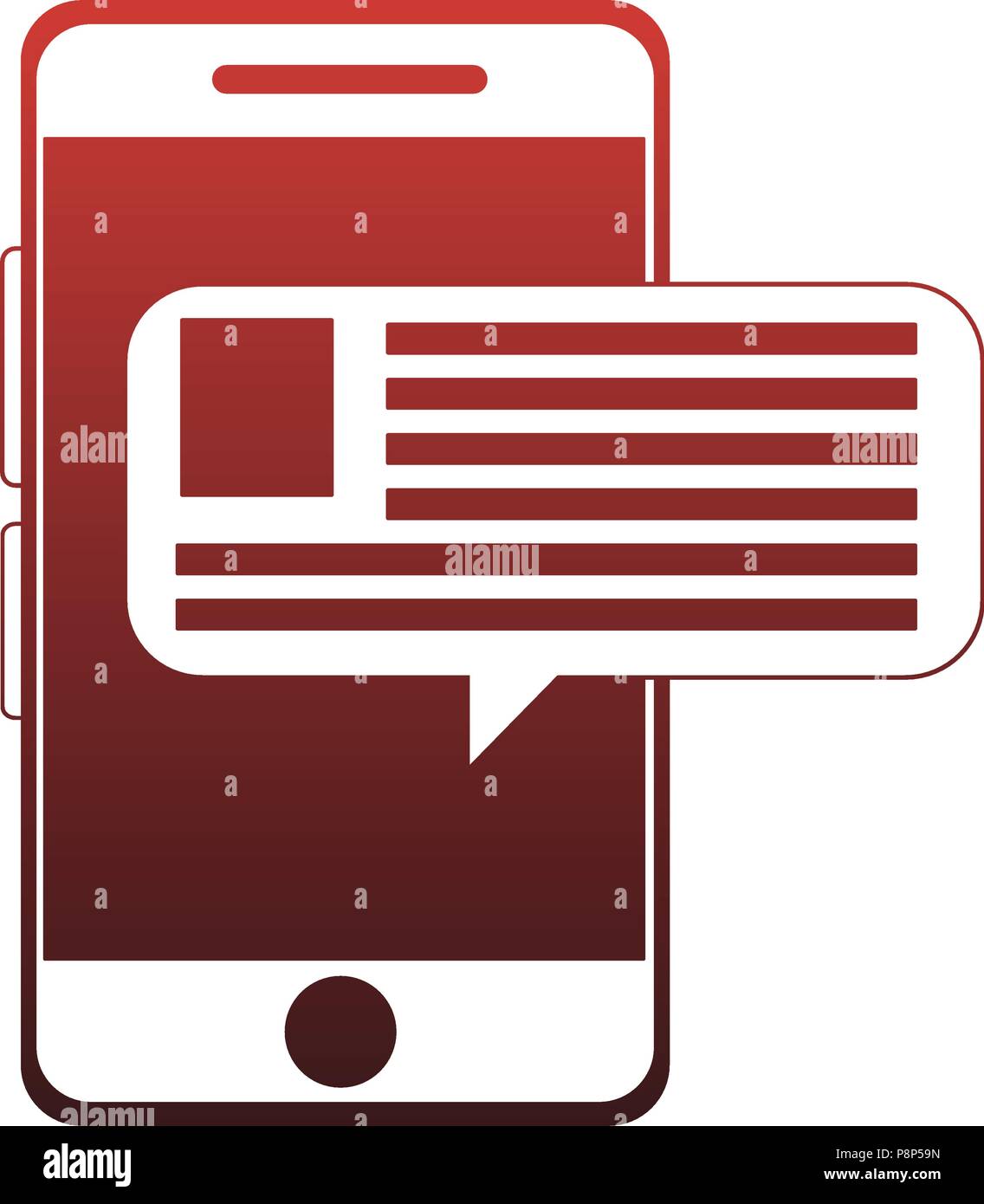 Smartphone chat symbol red lines Stock Vector Image & Art - Alamy