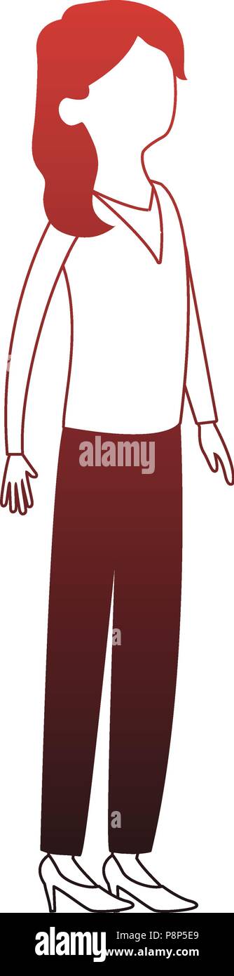 Executive business woman cartoon faceless red lines Stock Vector Image ...