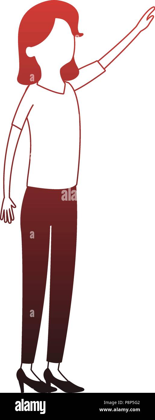 Executive business woman cartoon faceless red lines Stock Vector Image ...