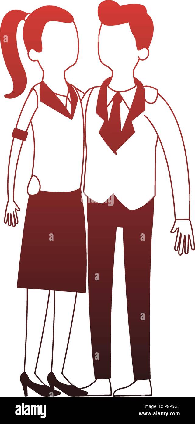 Cute and elegant couple faceless red lines Stock Vector Image & Art - Alamy