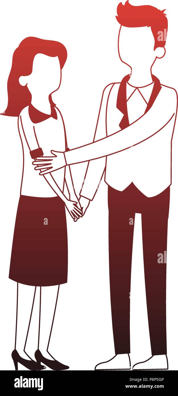 Cute and elegant couple faceless red lines Stock Vector Image & Art - Alamy