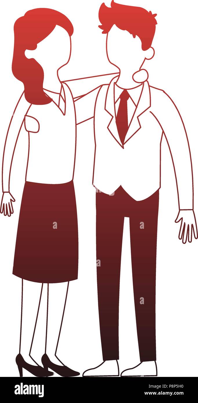 Cute and elegant couple faceless red lines Stock Vector Image & Art - Alamy