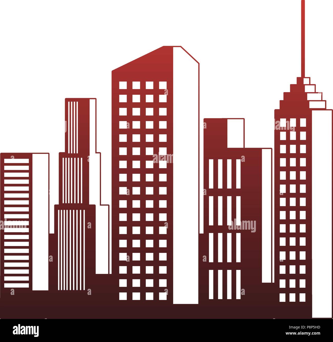 City buildings isolated red lines Stock Vector Image & Art - Alamy
