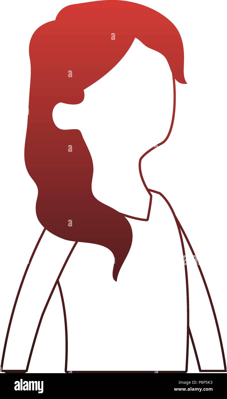 Executive business woman cartoon faceless red lines Stock Vector Image ...