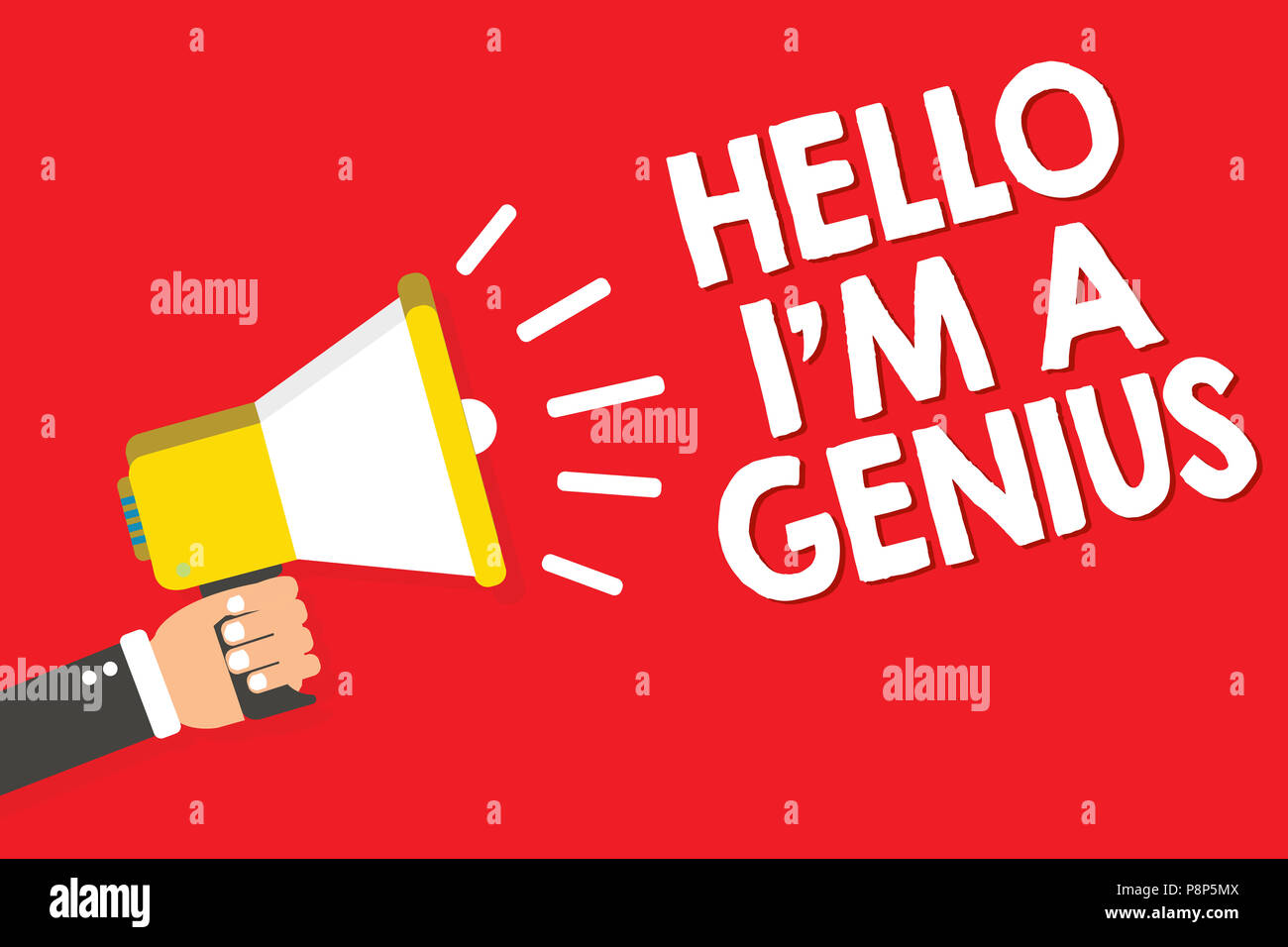 Handwriting text writing Hello I am A Genius. Concept meaning Introduce ...