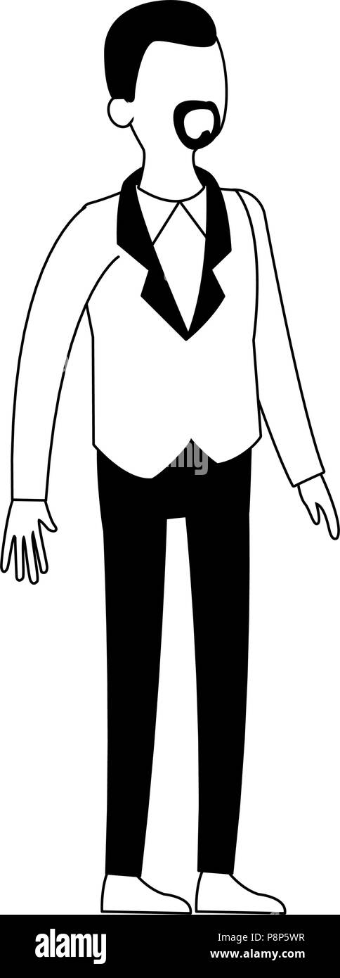 Executive businessman cartoon faceless black and white colors Stock ...