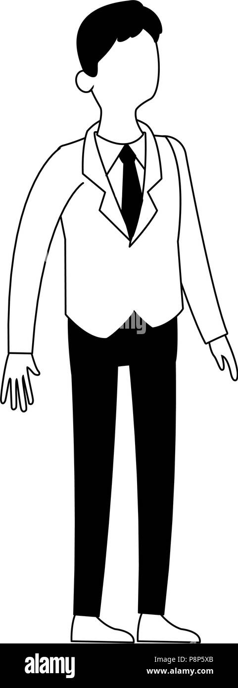 Executive businessman cartoon faceless black and white colors Stock ...