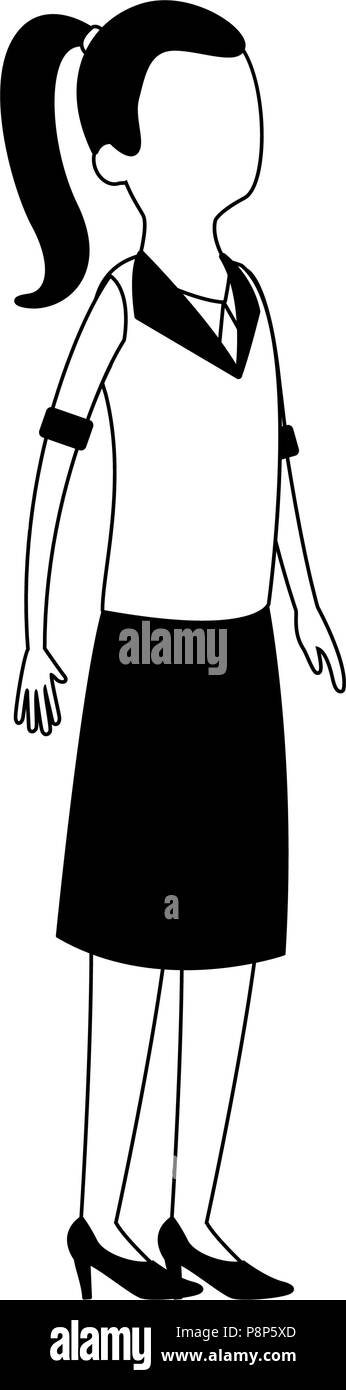 Executive business woman cartoon faceless black and white colors Stock ...