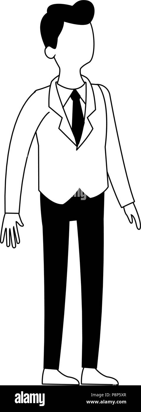 Executive businessman cartoon faceless black and white colors Stock ...