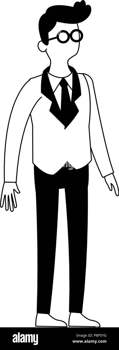 Executive businessman cartoon faceless black and white colors Stock ...
