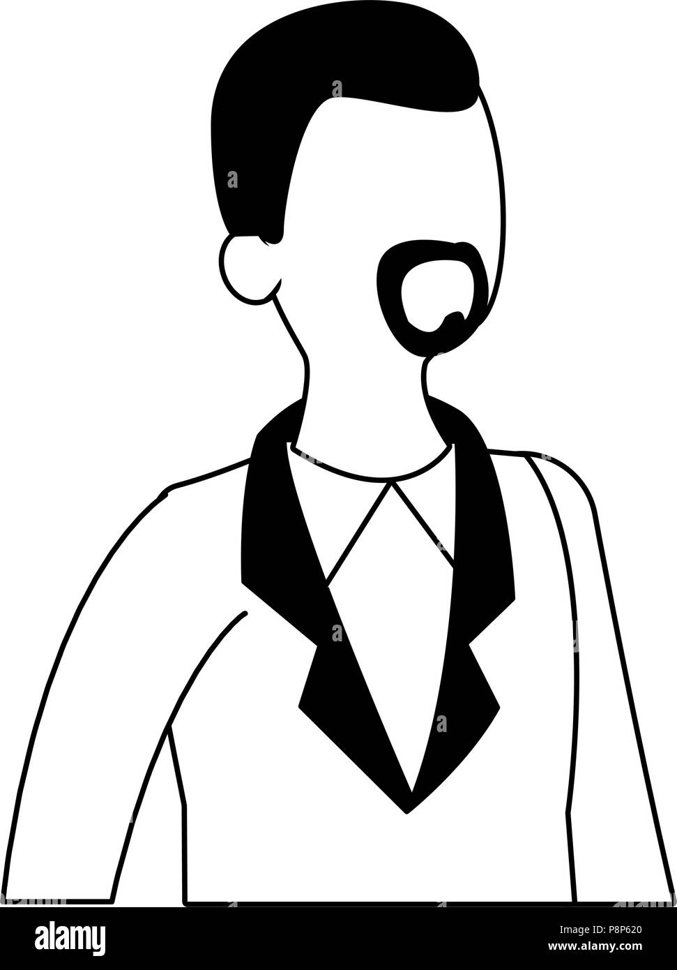 Executive businessman cartoon faceless black and white colors Stock ...