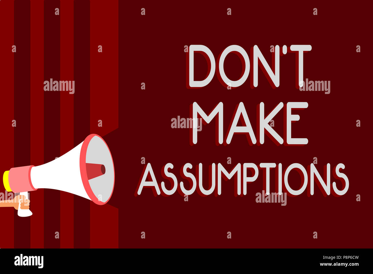 Handwriting text Don t not Make Assumptions. Concept meaning putting ...