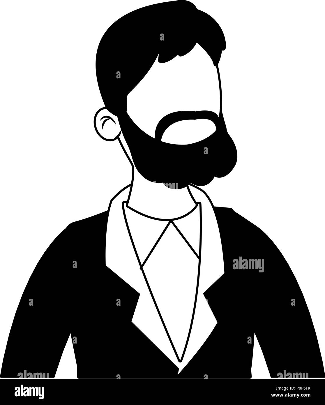 Executive businessman cartoon faceless black and white colors Stock ...