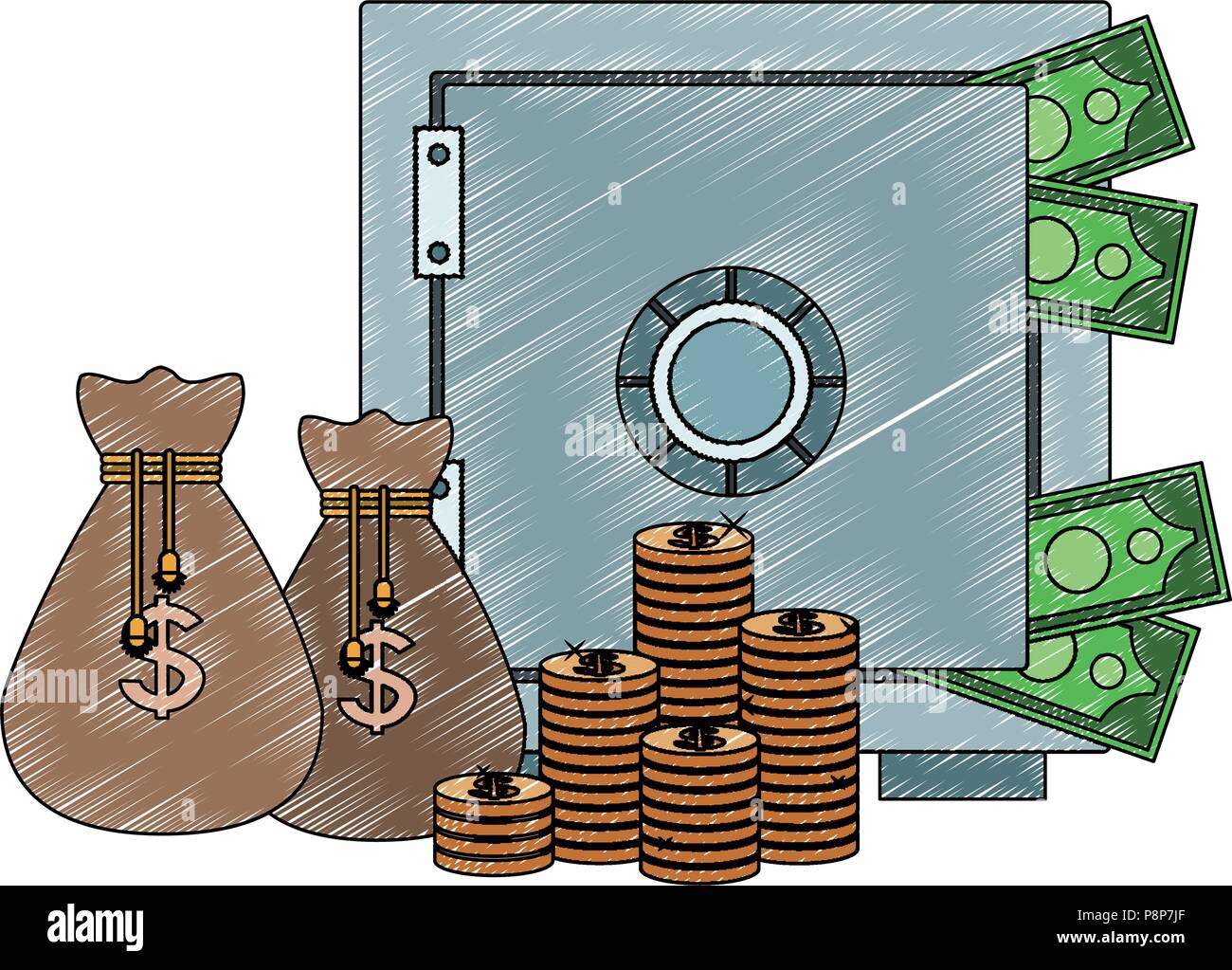 Money inside strongbox scribble Stock Vector Image & Art - Alamy