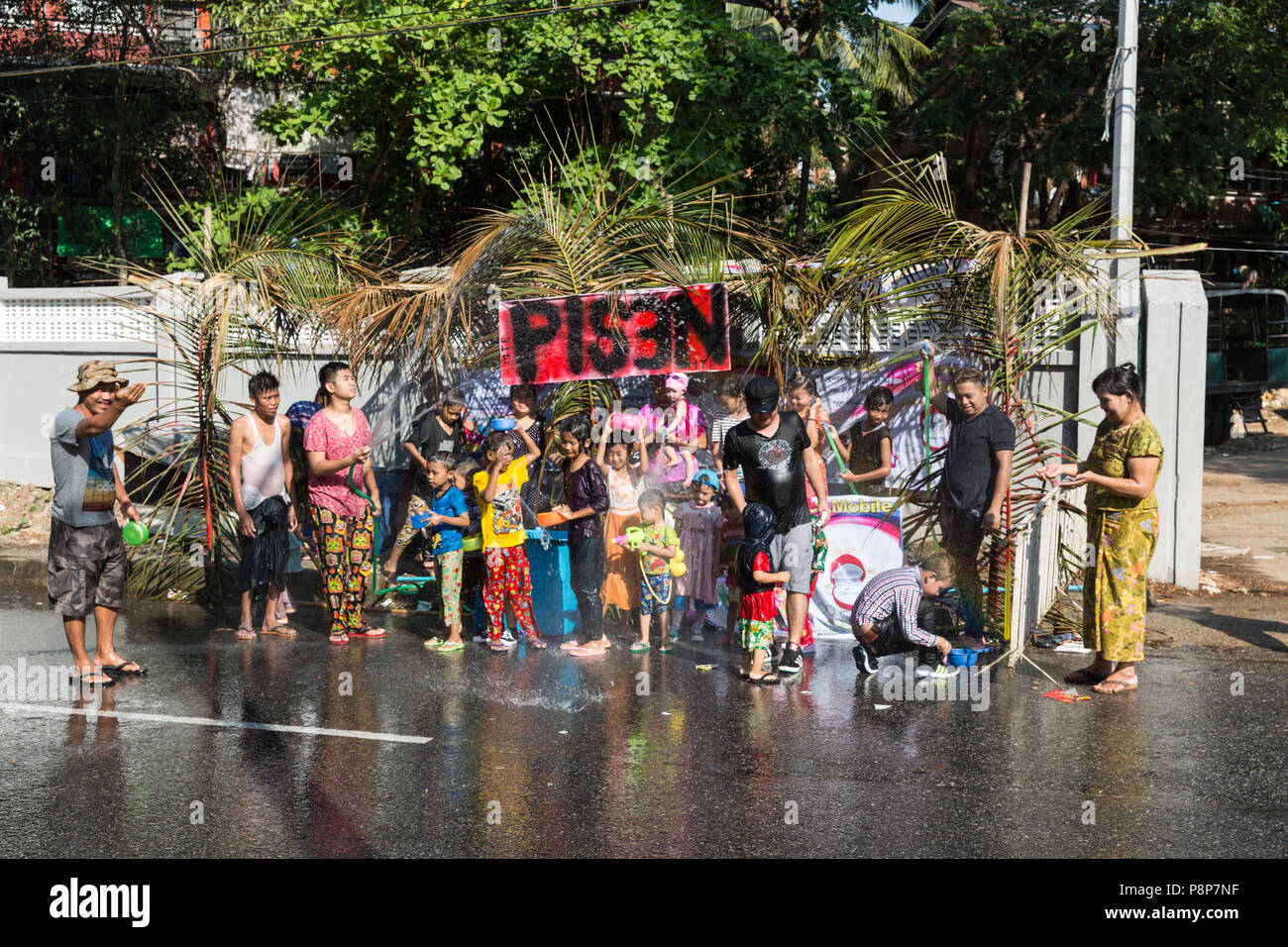 Thingyan water festival, Yangon, Myanmar (Burma Stock Photo - Alamy
