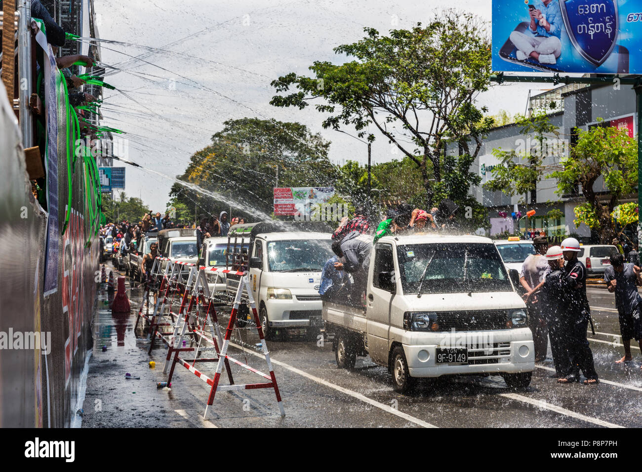Thingyan water festival, Yangon, Myanmar (Burma Stock Photo - Alamy