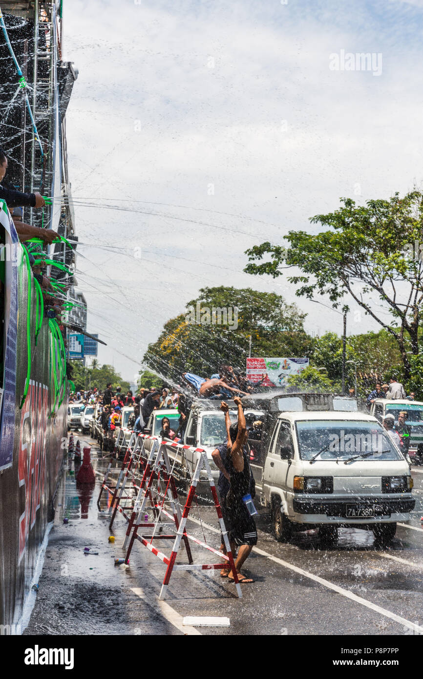 Thingyan water festival, Yangon, Myanmar (Burma Stock Photo - Alamy