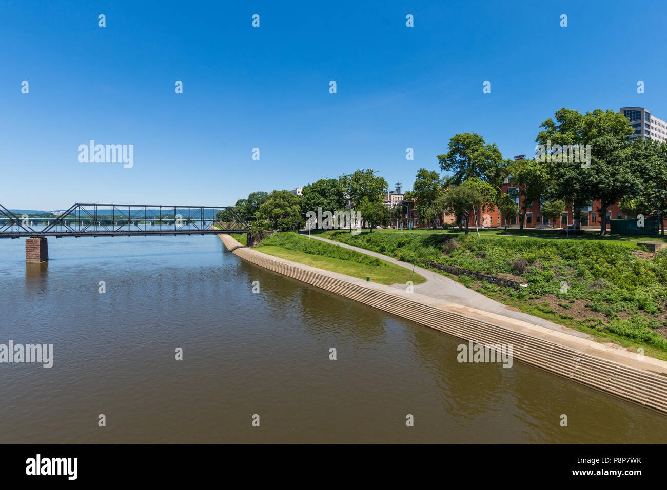 Skyline of Harrisburg Pennsylvania from City Island from accross the ...