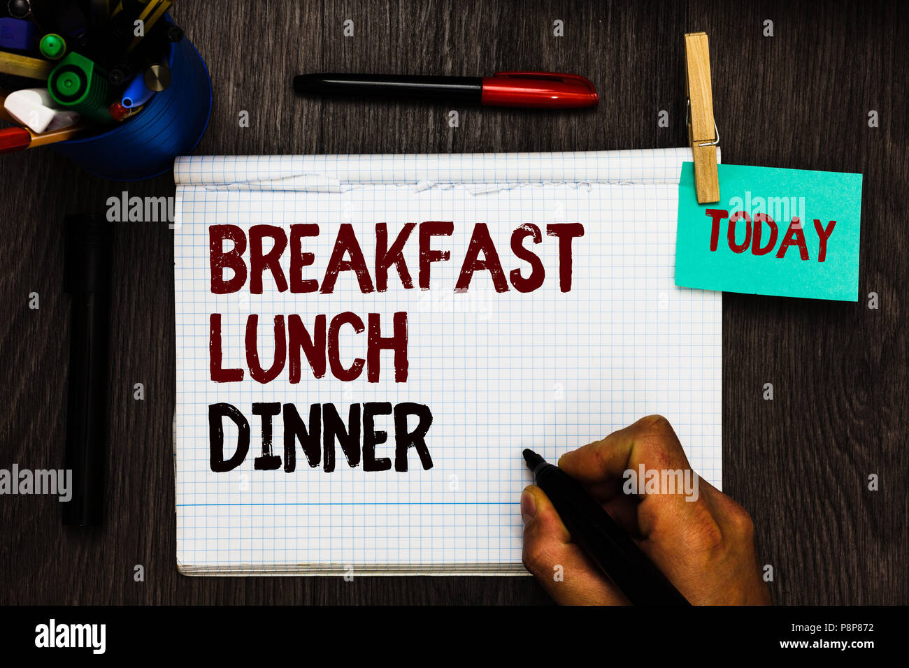 Conceptual hand writing showing Breakfast Lunch Dinner. Business photo ...