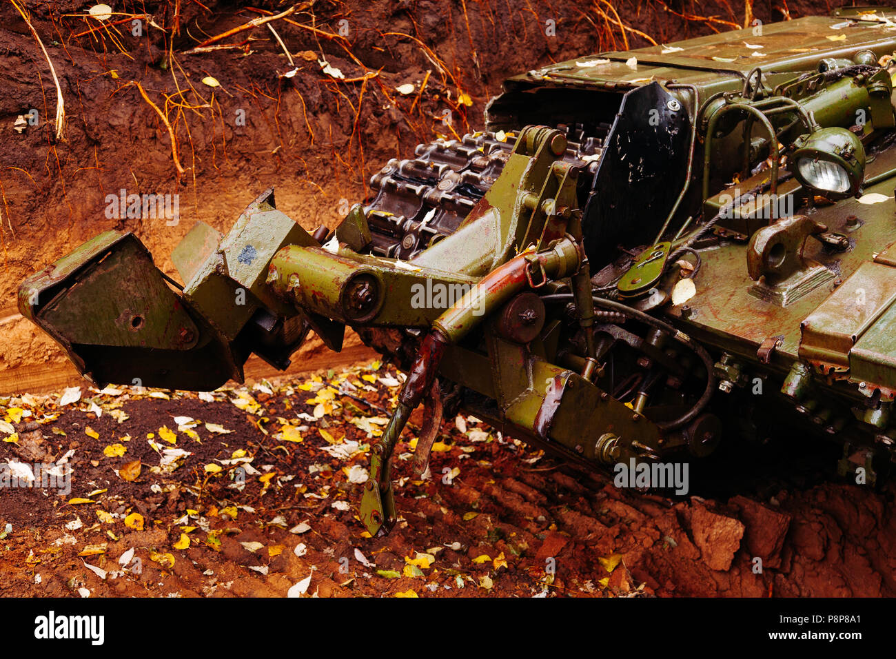 real battle tanks disguised in the trenches Donbass Ukraine Stock Photo ...