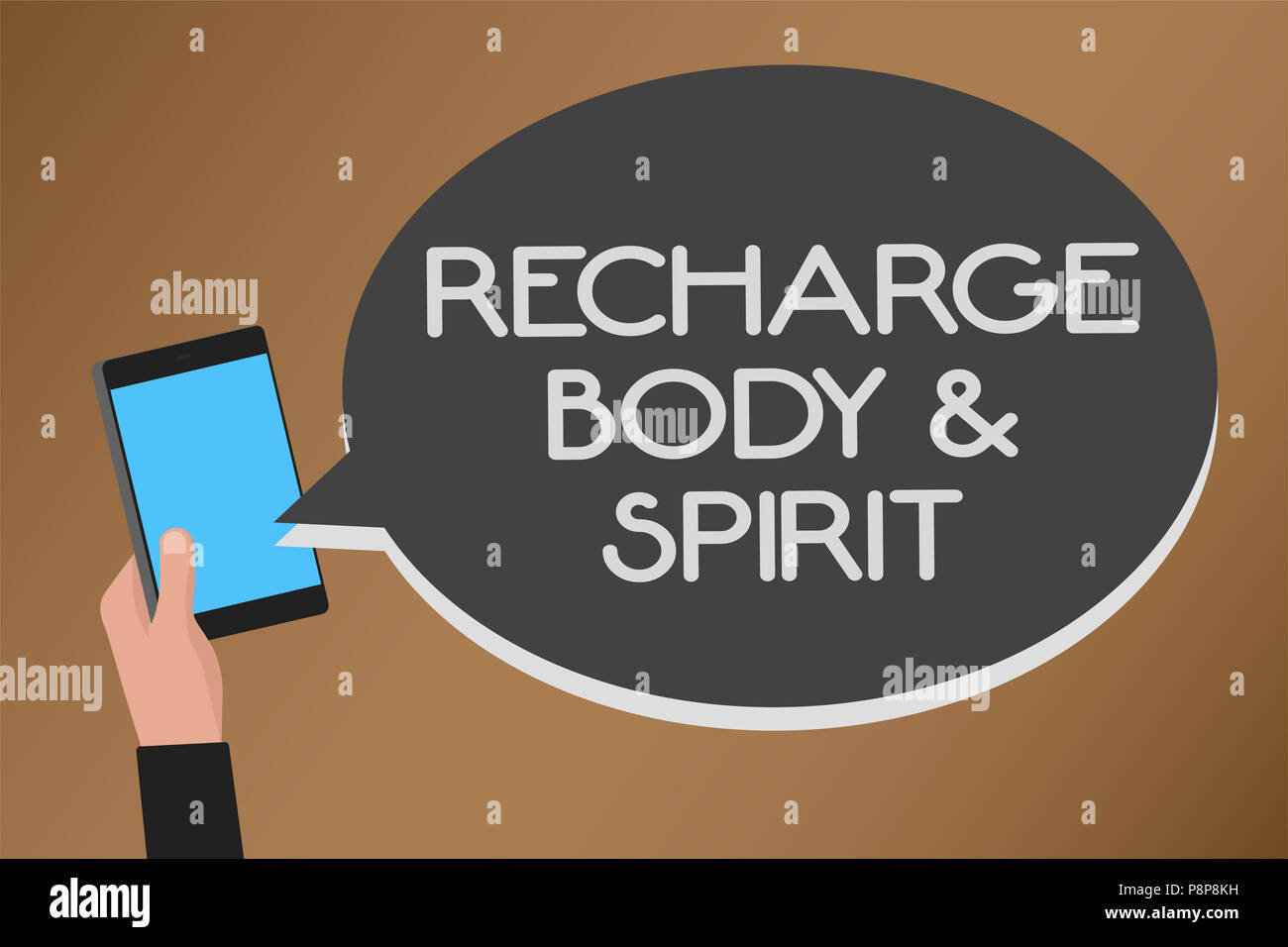Word writing text Recharge BodyandSpirit. Business concept for fill your energy through ...