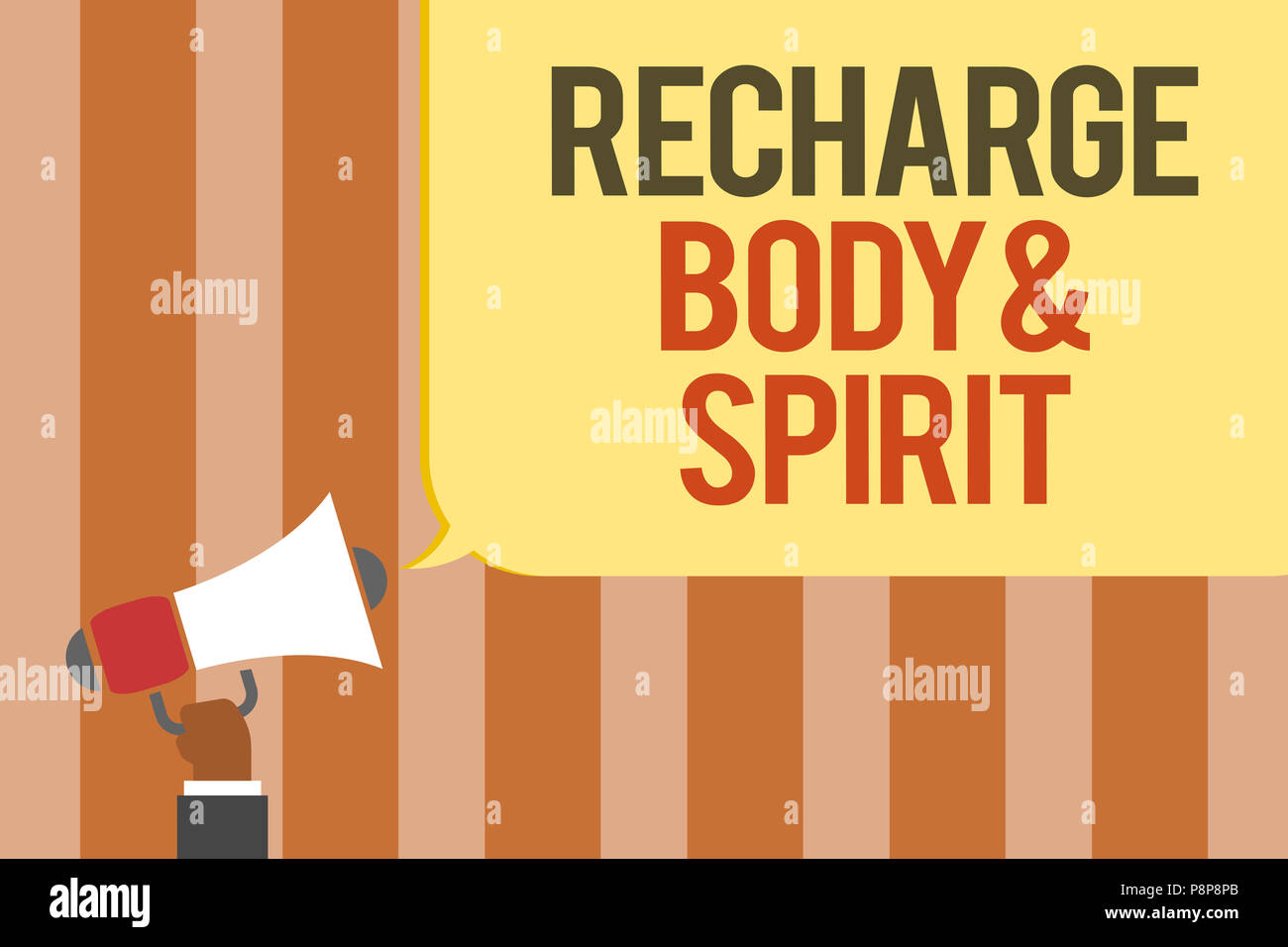 Writing note showing Recharge BodyandSpirit. Business photo showcasing fill your energy through ...