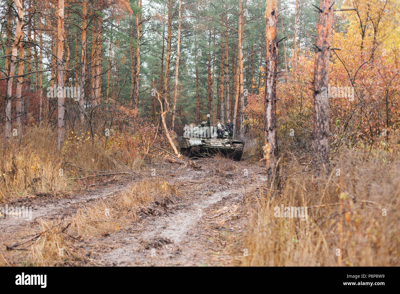 real battle tanks disguised in the trenches Donbass Ukraine Stock Photo ...