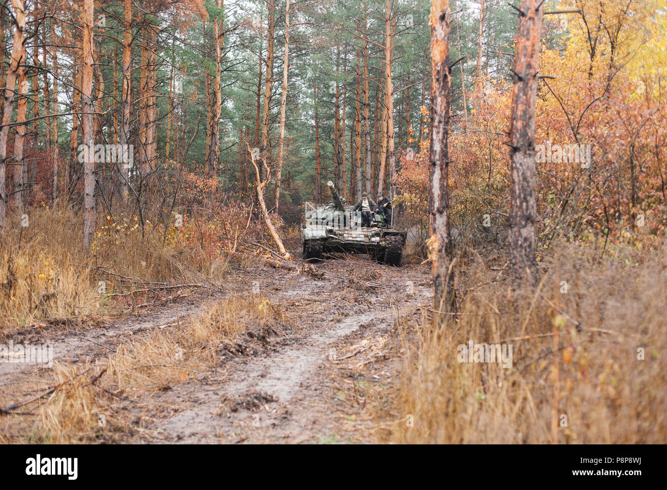 real battle tanks disguised in the trenches Donbass Ukraine Stock Photo ...