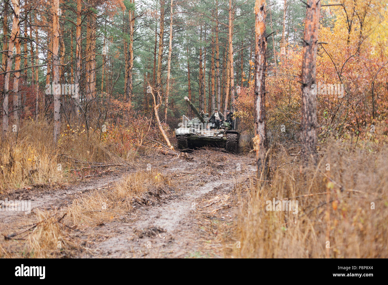 real battle tanks disguised in the trenches Donbass Ukraine Stock Photo ...