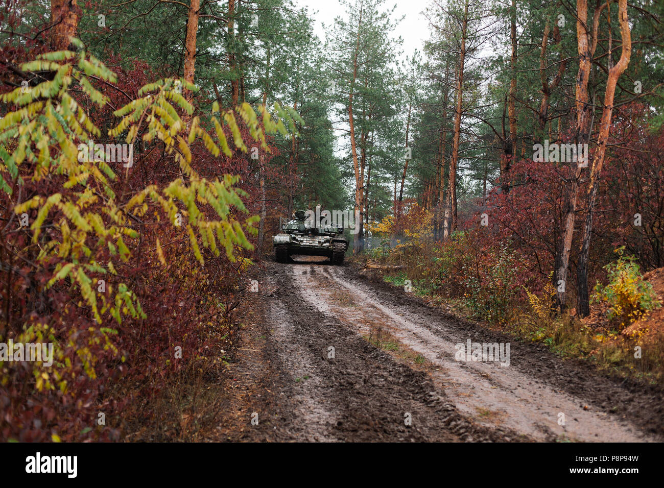 real battle tanks disguised in the trenches Donbass Ukraine Stock Photo ...