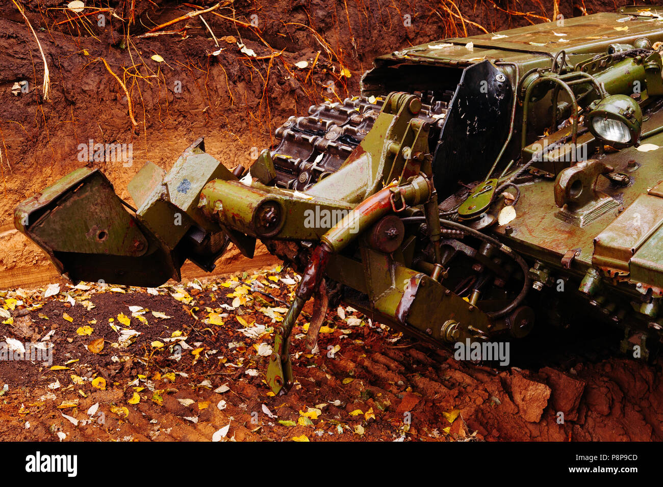 real battle tanks disguised in the trenches Donbass Ukraine Stock Photo ...