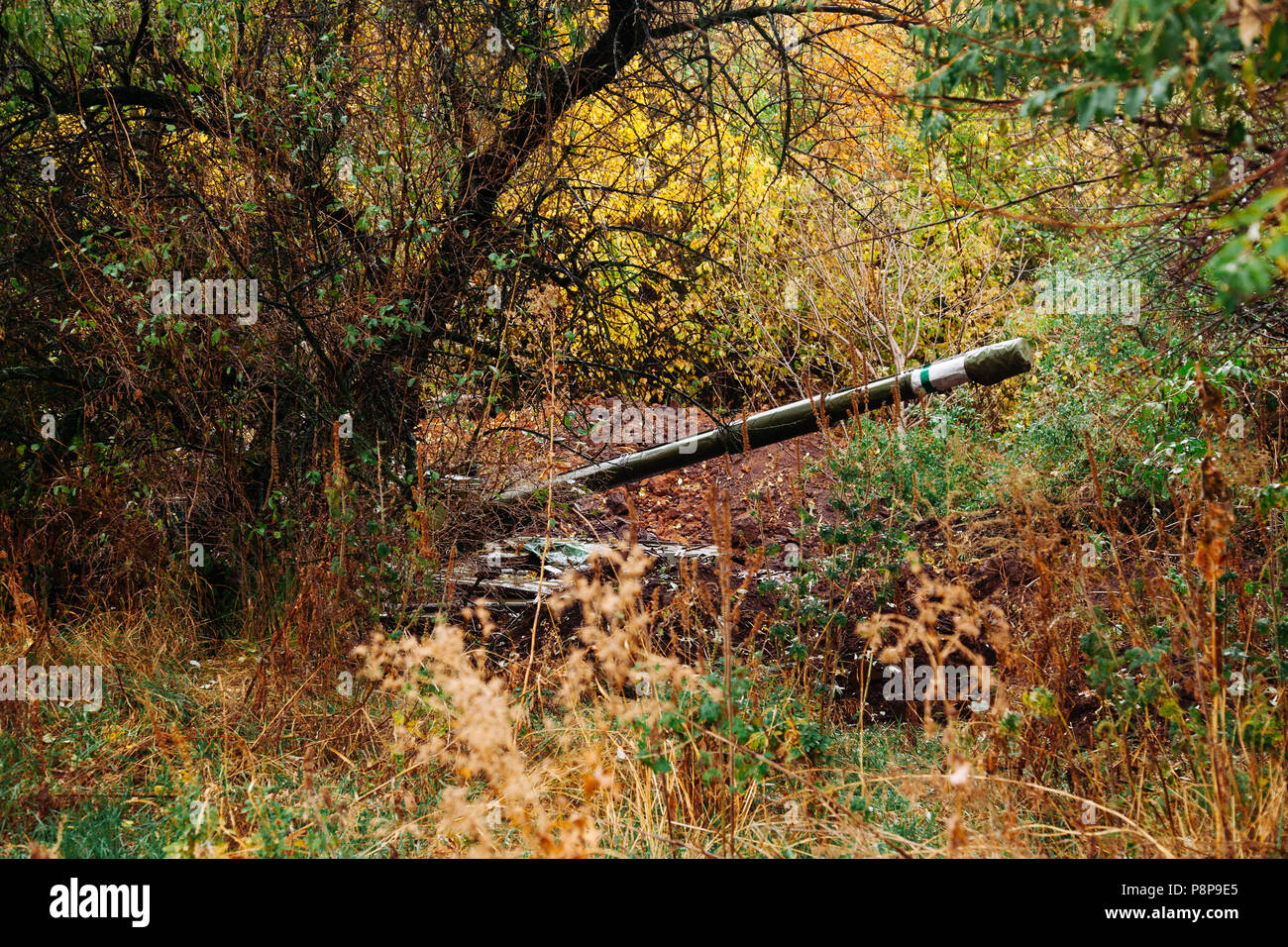 real battle tanks disguised in the trenches Donbass Ukraine Stock Photo ...