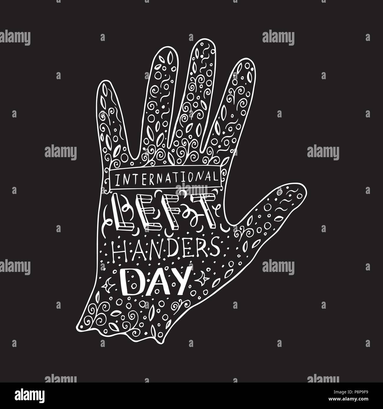 International Left Handers Day. Concept of a social holiday. 13 August ...