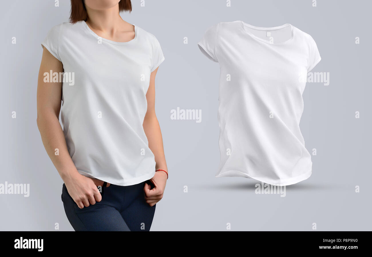 Lady white tshirt hi-res stock photography and images - Alamy