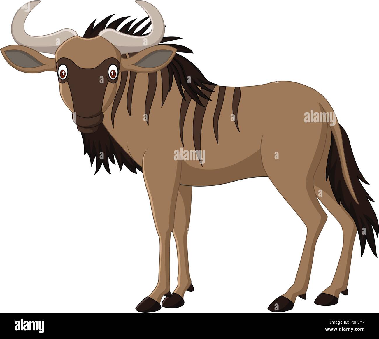 Cartoon Wildebeest isolated on white background Stock Vector Image ...