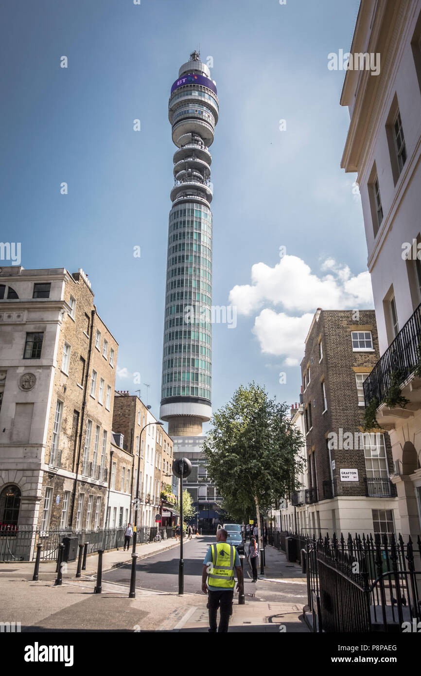The BT Tower from Fitzroy Square - a communications tower in London ...