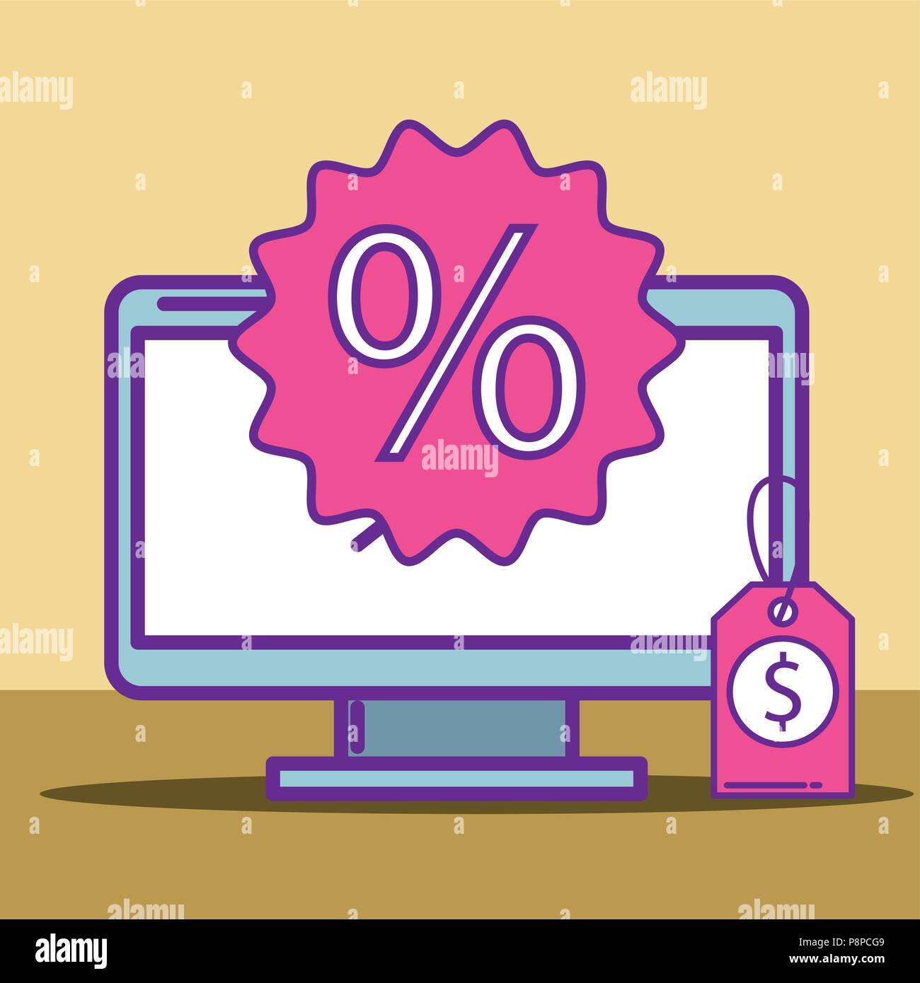 computer sale off discount price tag buy online vector illustration ...