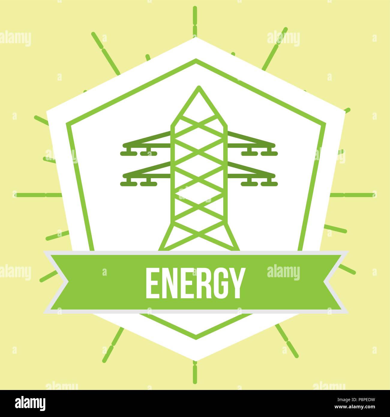 electricity tower power ecology energy emblem vector illustration Stock ...