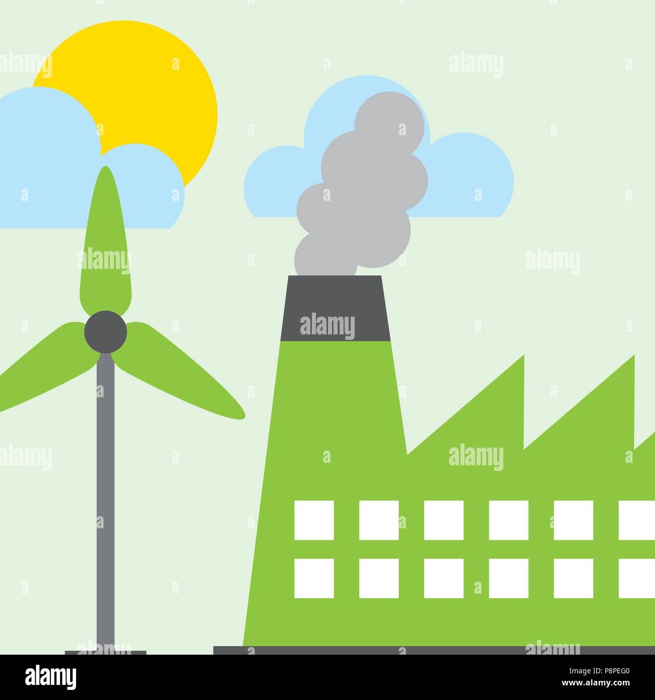 wind power turbine industry factory vector illustration Stock Vector ...