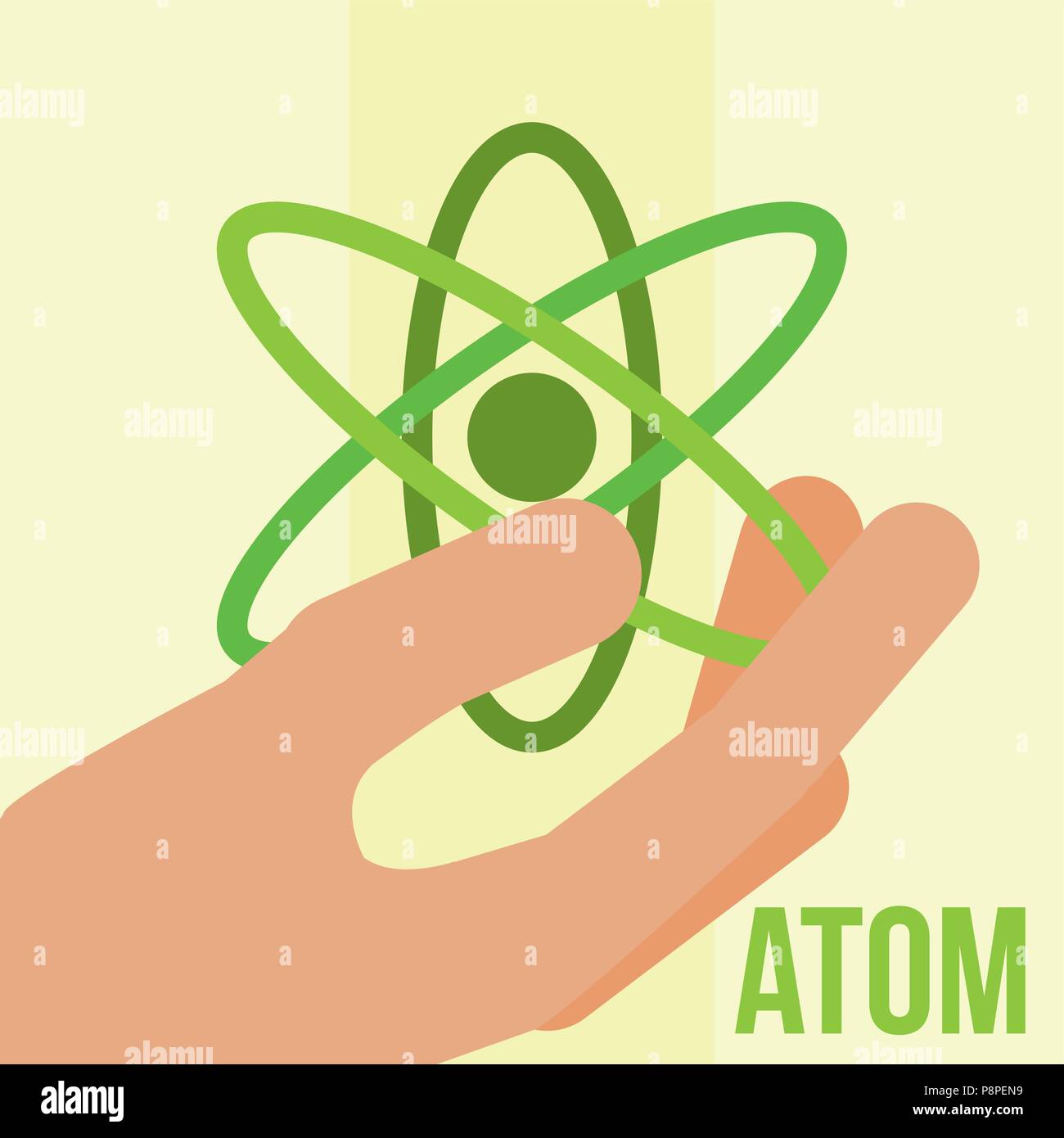 hand holding atom molecule energy vector illustration Stock Vector ...
