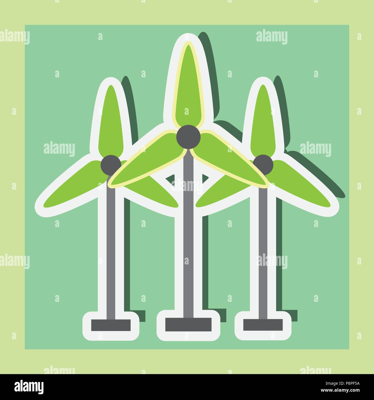 wind power turbine energy alternative sticker vector illustration Stock ...