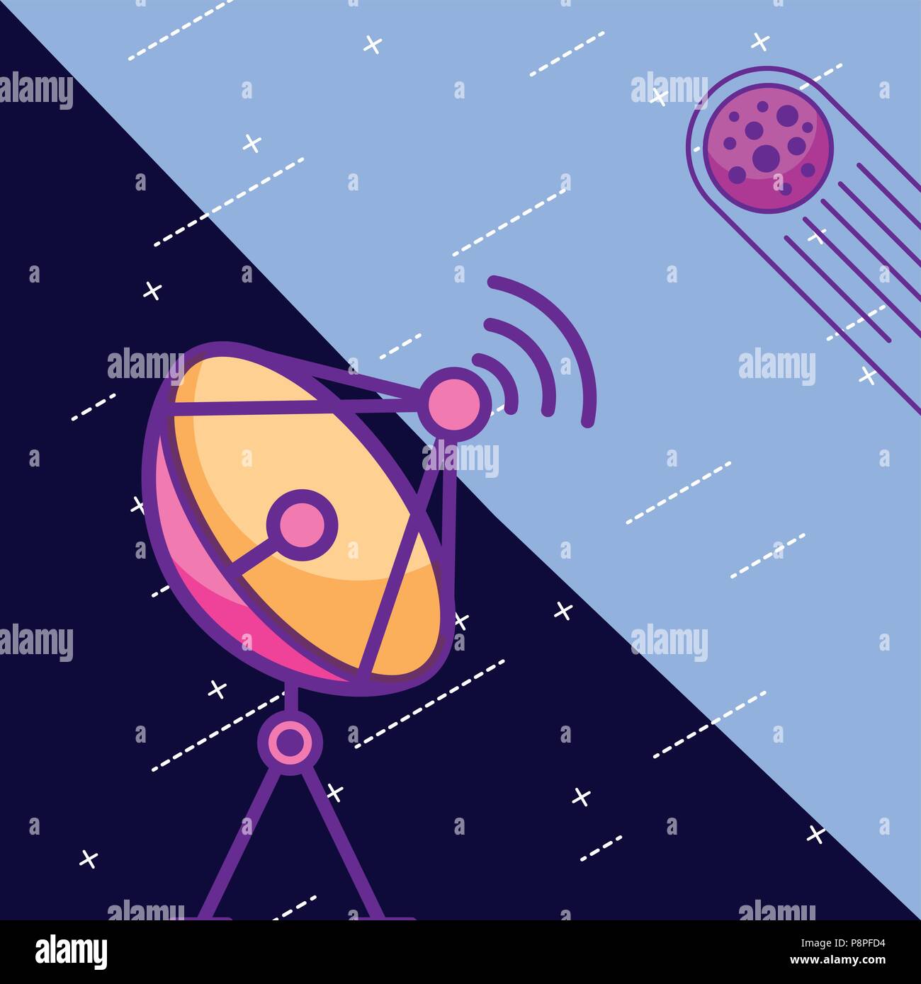 space galaxy card meteorite antenna vector illustration Stock Vector ...