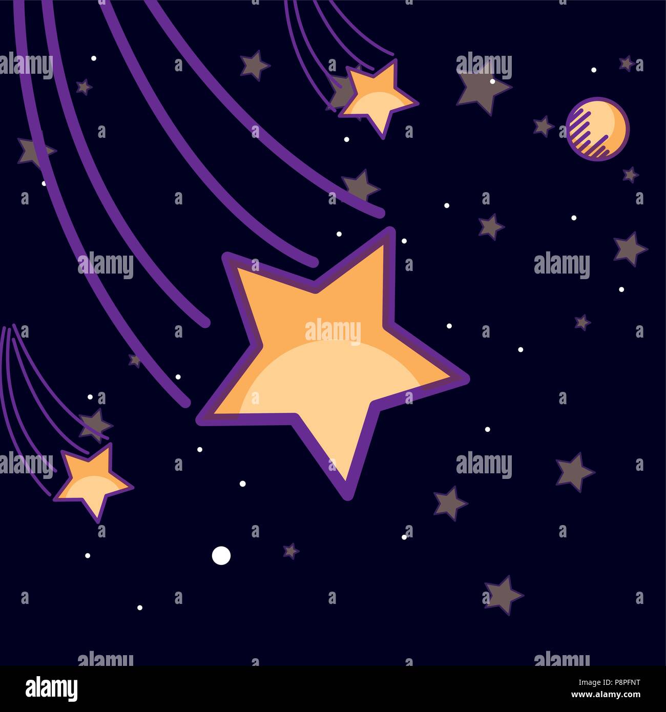 space galaxy card astrology many shooting stars planet vector ...