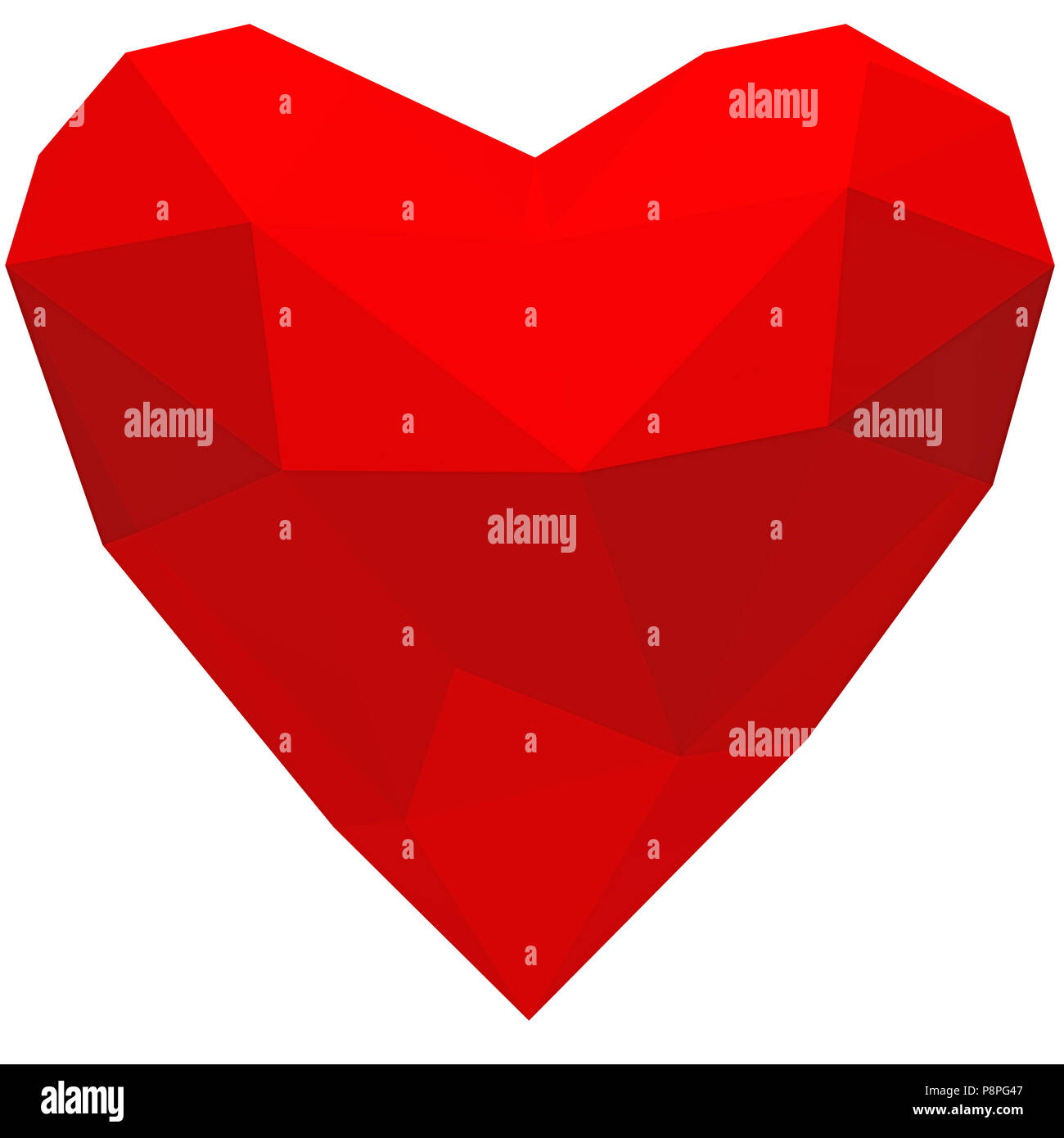 Red crystal heart. Isolated on white background. Include clipping path ...
