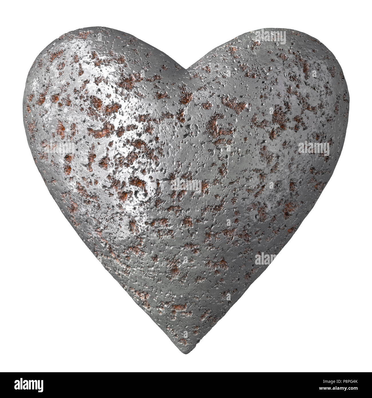 Rusty heart. Isolated on white background. Include clipping path. 3d ...