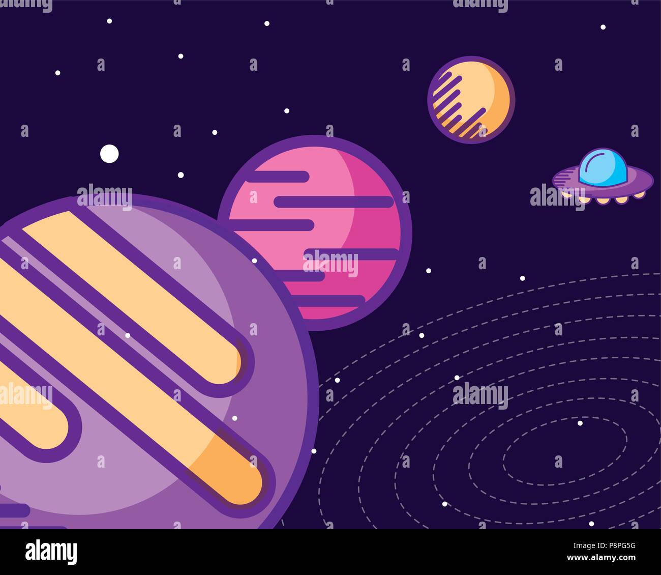 space galaxy card planets connection ufo stars connection vector ...